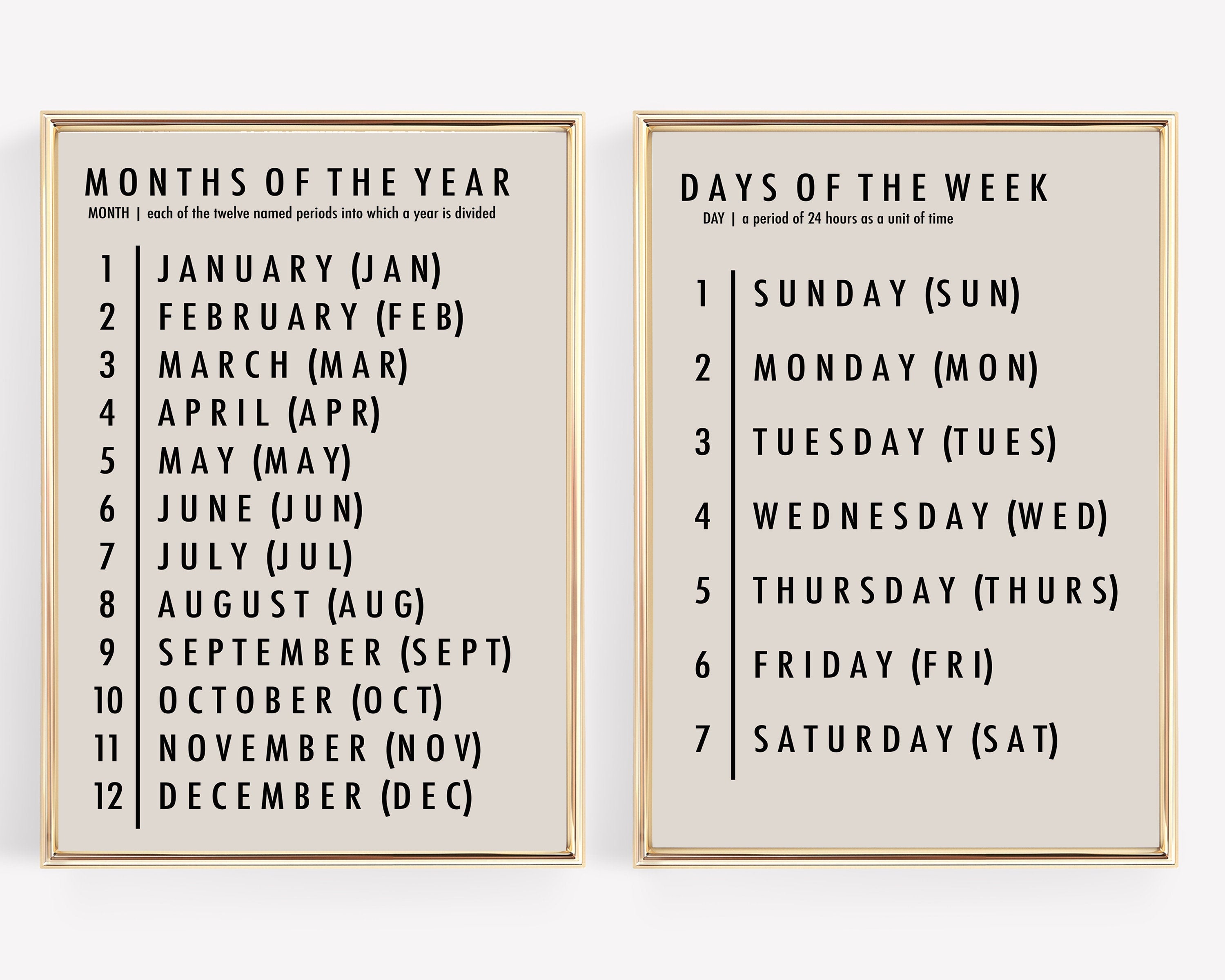 Months and Days Set – kikiandnim